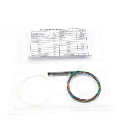 China Mini 1x4 Single Mode PLC Splitter 0.9mm 1m Low PDL for FTTx Systems for sale