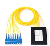 China ABS Box Fiber Optic PLC Splitter 1x16 1 to 128 Ways SC/UPC Connectors 1260-1650nm for sale