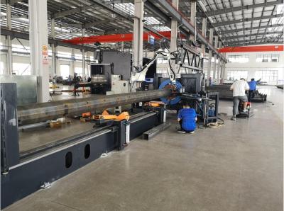 China Robotic Welding Machine with CNC Door Cutting for Light Poles | 120-300mm Diameter | 12-14m Length Capacity for sale