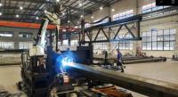 China Robot Base Plate Welding & CNC Door Cutting Machine RW-DC120/300 | 120-300mm Pole Diameter | 12-14m Length Capacity for sale