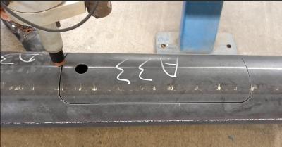 China RW-DC120/260 Light Pole Base Plate Welding & Door Cutting Machine - 120-260mm Diameter, 12-14m Length for sale