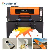 China UV DTF Printer Full Set AB Film Automatic 3 Heads 30cm Flatbed Varnish Printer for Phone Box Bottle Glass Metal Sticker for sale