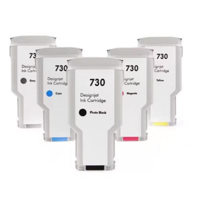 China Betcolor Compatible HP 730 Dye Ink Cartridge 6 Colors Disposable Chip for T1600 T2600 T1700 for sale