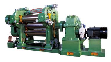 China Four-Roll Rubber Calender Machine with 360mm Roll Diameter 900mm Working Roll Length and Adjustable Friction Ratio for sale