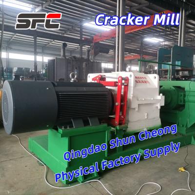 China Two Rollers Rubber Cracker Mill and Grooved Rollers for Waste Tyre Recycling for sale