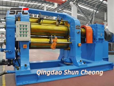 China PLC Controlled Three Roll Rubber Calender Machine with Hard-Tooth Reducer for Rubber Sheeting CE Certified for sale