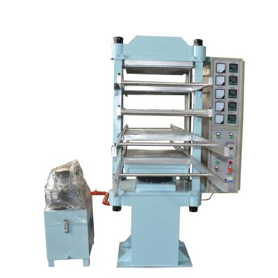 China Rubber Vulcanizing Machine with 550X550X45 Heating Plate and Manual Push-Out Device for Rubber Tiles and 4 Working Layers for sale