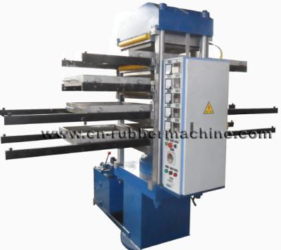 China Rubber Tiles Vulcanizing Press with 550x550mm Platen Size, 4 Working Layers, and Manual Push-Out Device for sale