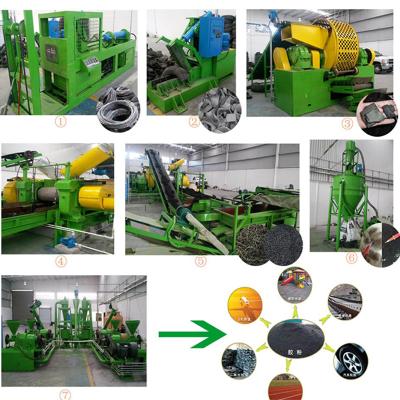China Hydraulic System Waste Tire Recycling Line with Low Energy Consumption and High Efficiency Rubber Crusher for sale