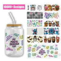 China Custom Size UV DTF Design Cup Wrap Transfers For Libbey Glass Tumblers for sale
