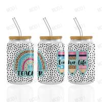 China Wholesale Custom Design Ready To Transfer DIY UVDTF Sticker 16Oz 20Oz 24Oz UV DTF Cup Wraps For 16oz 24oz Glass Can 20oz for sale