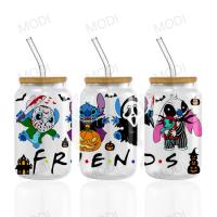 China 16OZ UV DTF Transfers For Halloween Cup Wrap Designs On Glass Tumblers For Custom Projects for sale