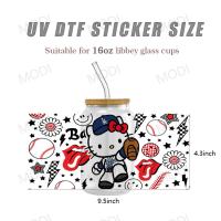 China Hello Kitty 16Oz Baseball Sports Balls UV DTF Transfer Cup Wrap Stickers For Glass Tumblers Custom Designs for sale