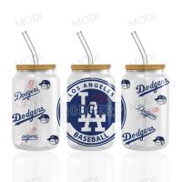 China UV DTF Transfer Cup Wrap Stickers For Custom Logo 16Oz Rugby Sports Balls Glass Tumblers for sale