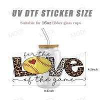 China 16oz Baseball Sports Theme UV DTF Transfer Glass Cup Stickers for sale