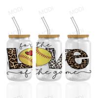 China 16oz Baseball Sports Theme UV DTF Transfer Glass Cup Stickers for sale