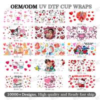 China Valentine'S Day 16oz Custom Printing Popular UV DTF Wraps UV DTF 3D Transfer Cup Wrap Waterproof Cartoon Sticker Label for sale