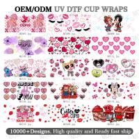 China Wholesale Custom Logo Label Self Adhesive Paper Glass Valentine'S Day Animated UV DTF Cup Packaging Transfer 16Oz for sale