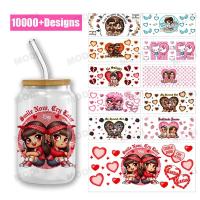 China Wholesale Custom Logo Label Self Adhesive Paper Glass Valentine'S Day Animated UV DTF Cup Packaging Transfer 16Oz for sale