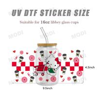 China UV DTF Cup Wraps Retro Valentine'S Day DTF 24oz Cup Wraps For Libbey Glass UV DTF Cup Wrap Transfers 16oz High Quality for sale