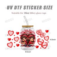 China Wholesale Custom Logo Label Self Adhesive Paper Glass Valentine'S Day Animated UV DTF Cup Packaging Transfer 16Oz for sale