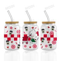 China UV DTF Cup Wraps Retro Valentine'S Day DTF 24oz Cup Wraps For Libbey Glass UV DTF Cup Wrap Transfers 16oz High Quality for sale