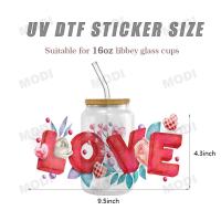 China Valentine'S Day 16oz Custom Printing Popular UV DTF Wraps UV DTF 3D Transfer Cup Wrap Waterproof Cartoon Sticker Label for sale