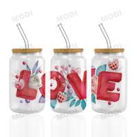 China Valentine'S Day 16oz Custom Printing Popular UV DTF Wraps UV DTF 3D Transfer Cup Wrap Waterproof Cartoon Sticker Label for sale