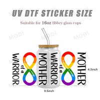 China Factory Processing Cup 3D Transfer Sticker Waterproof UV DTF Cup Wrap Transfers 16oz UV DTF Wraps Stickers For Cup for sale