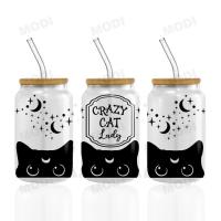 China Double Sided View UV DTF Cup Packaging Sticker Decal 16oz Glasses Cold Transfer Tumbler Wrap UV DTF Sticker Transfer for sale