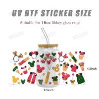 China Wholesale Custom Design Cartoon Theme 16oz Glass Can UVDTF Tumbler Sticker Decals UV DTF Cup Wrap Transfers for sale