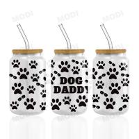 China 16oz Glass Cup DTF Cup Wraps Transfer Sticker UV DTF Cup Wrap Transfers Wholesale UVDTF Tumbler Wraps for sale