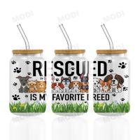 China Wholesale Ready To Transfer Halloween Christmas UV DTF Cup Wraps For 16oz Libbey Glass 24oz Cold Cups for sale