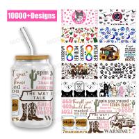 China Wholesale Ready To Transfer UV DTF Cup Wraps Custom Wraps For 16oz 20oz Libbey Glass Mugs Coffee Cups Tumblers Stick for sale
