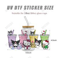China UV DTF Cup Wrap Transfer Stickers For Glass Crafting Cup Decal Stickers For 16OZ Libbey Glass Cups Coffee Theme Cartoon for sale