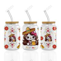 China Custom High Quality Popular Christmas UV DTF Cup Wraps Ready To Ship Transfers 16oz Decals UV DTF Sticker For Cups for sale