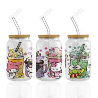 China Factory Hot Sale Good Quality Ready To Ship Cartoon Transfer Logo Sticker Vinyl UV DTF Cup Wrap Transfers 16oz for sale