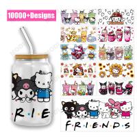 China Custom Cup Wrap Designs Sticker Cartoon Tumbler Libbey 16oz Glass Can Wrap Uv Dtf Cup Wraps Transfers for sale