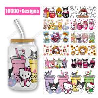 China UV DTF Cup Wrap Transfer Stickers For Glass Crafting Cup Decal Stickers For 16OZ Libbey Glass Cups Coffee Theme Cartoon for sale