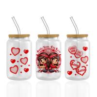 China Custom Logo UV DTF Cup Wrap Transfers For Libbey Glass Tumbler Valentine'S Day Cups Wraps for sale