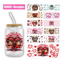 China Custom Logo UV DTF Cup Wrap Transfers For Libbey Glass Tumbler Valentine'S Day Cups Wraps for sale