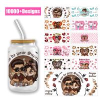 China Valentine'S Day UV DTF Cup Wrap Transfers For Cups Wraps Libbey Glass Spanish Tumbler for sale