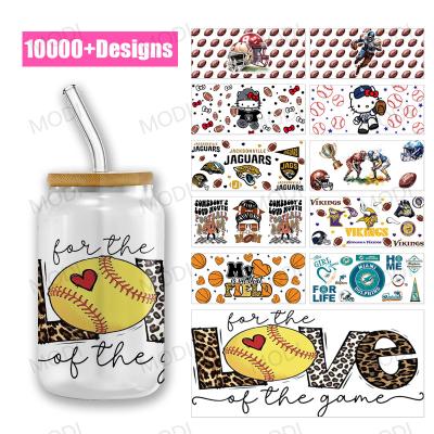 China UV DTF Cup Film Transfer Baseball Theme Glass Personalized Design And Logo for sale