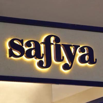 China Stainless steel illuminated Gold 3D Customized backlit outdoor logo letter sign for sale