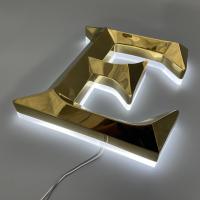 China Outdoor Store front Sign 3D Backlit Acrylic Gold mirror Metal Light Up Led Channel Alphabet Letter Sign for sale