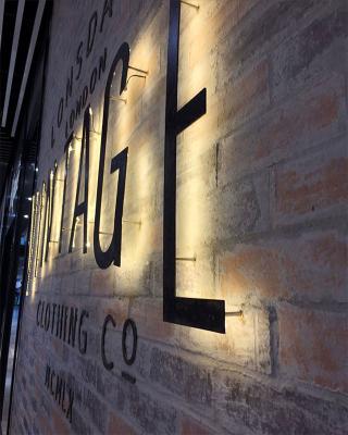 China 3d company name address number led outdoor round metal logo sign light box for sale