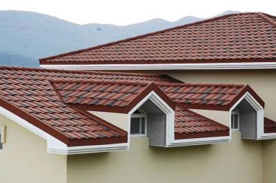 China Red and black shingle stone coated metal roofing tile for sale
