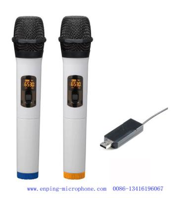 China C4 / cheap universal USB  UHF wireless microphone  with 16 selectable frequency with two handhelds for sale