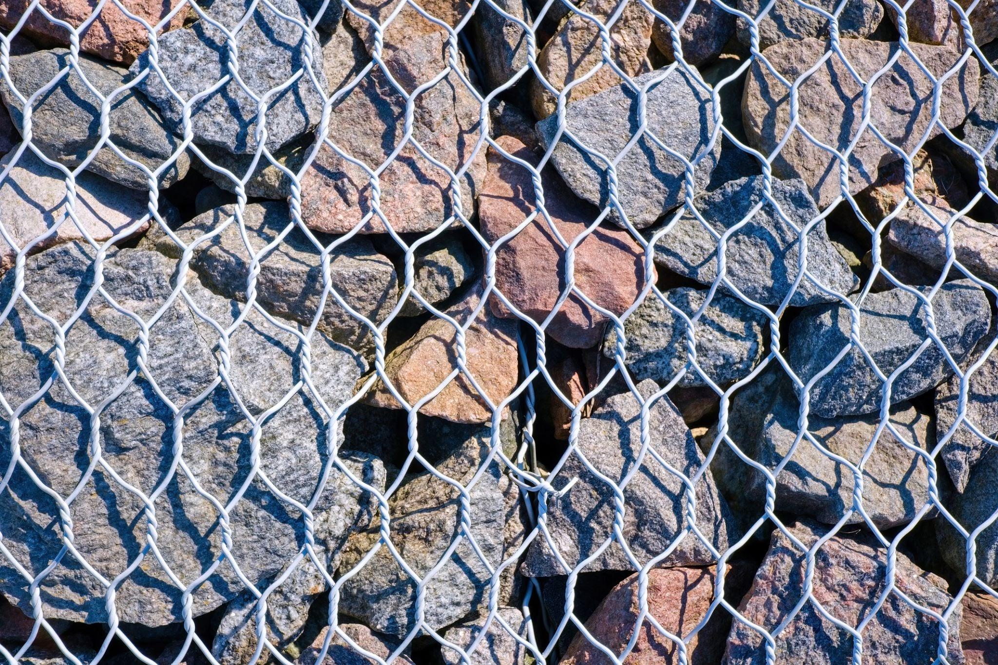 Double-twisted hexagonal mesh interlock, AI generated