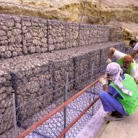 China Flood Defense Barrier Galvanized Steel Gabion Mesh Cage 2x1x1m Hexagonal Gabion Wall for sale